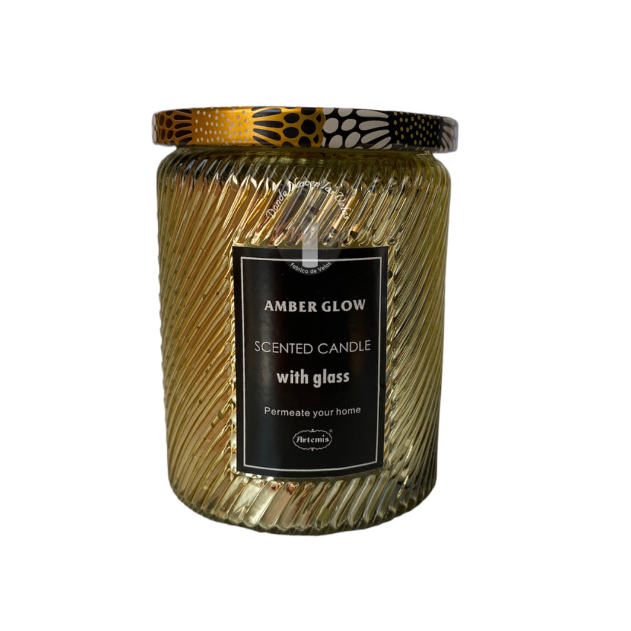 Vela Aromatica Ambar Metalizada Vidrio Grande Amarillo – Fabrica de Velas
